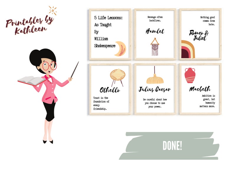 William Shakespeare Classroom Posters; Literary Prints; High School ...