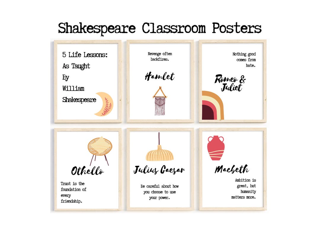 William Shakespeare Classroom Posters; Literary Prints; High School ...