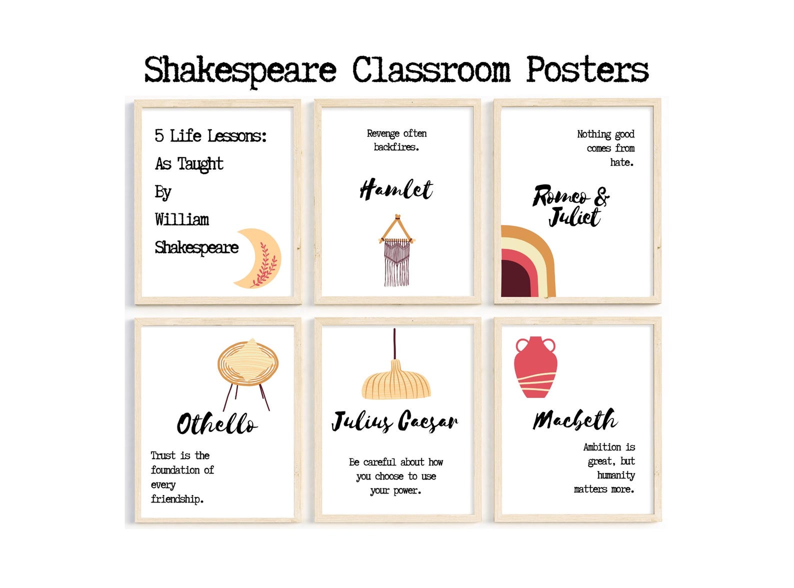 William Shakespeare Classroom Posters; Literary Prints; High School ...