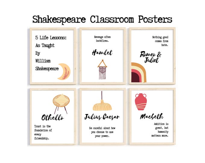 English Classroom Decoration; English Teacher Literary Poster ...