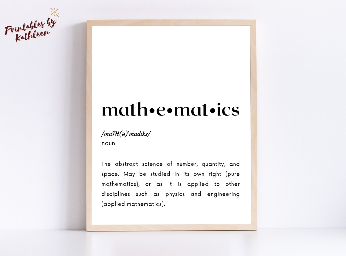 Math Definition Print Printable Math Poster Math Class - Etsy