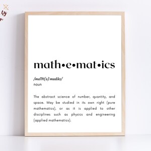 Math Definition Print Printable Math Poster Math Class Decor High ...