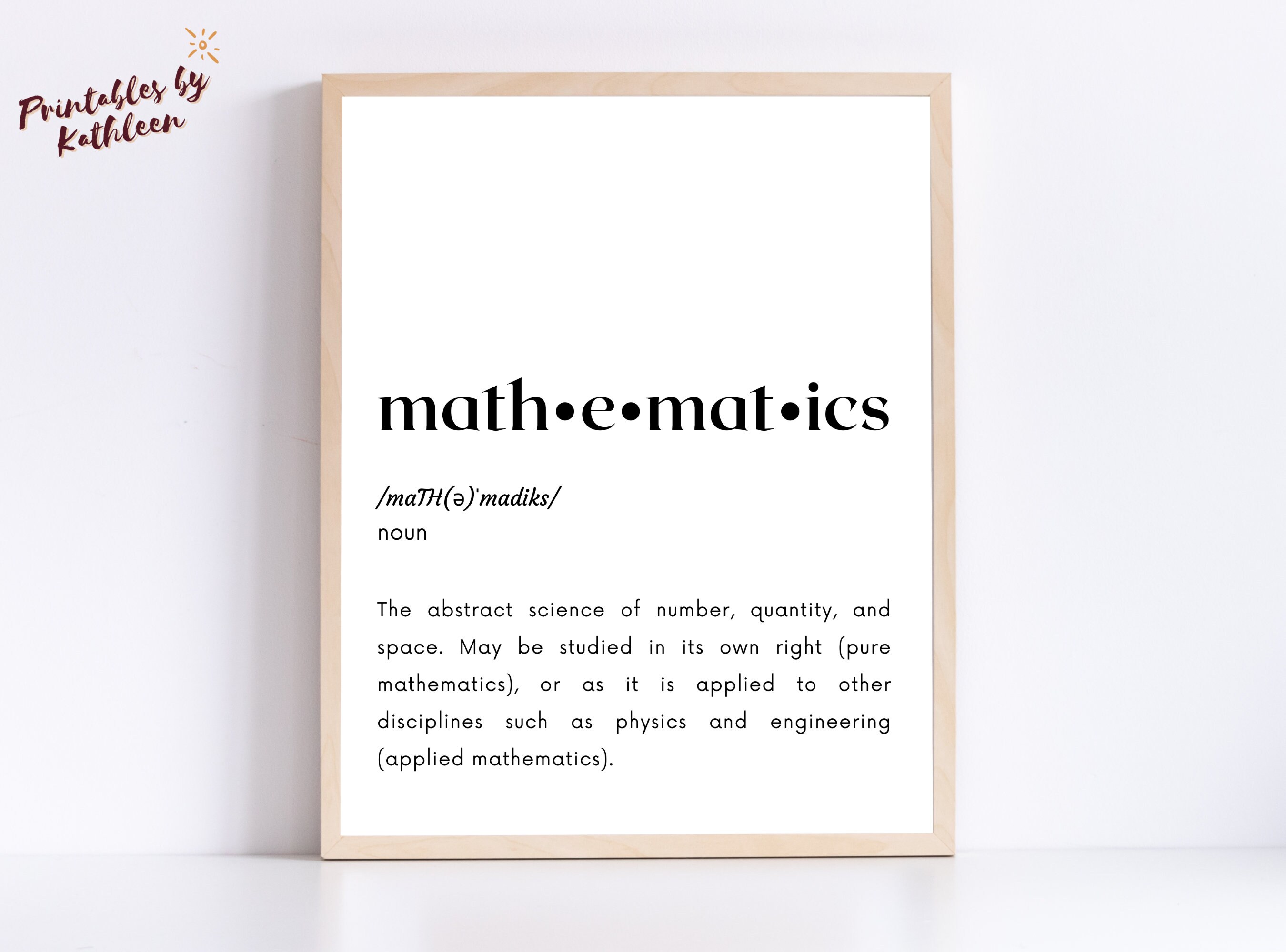 Math Definition Print Printable Math Poster Math Class - Etsy