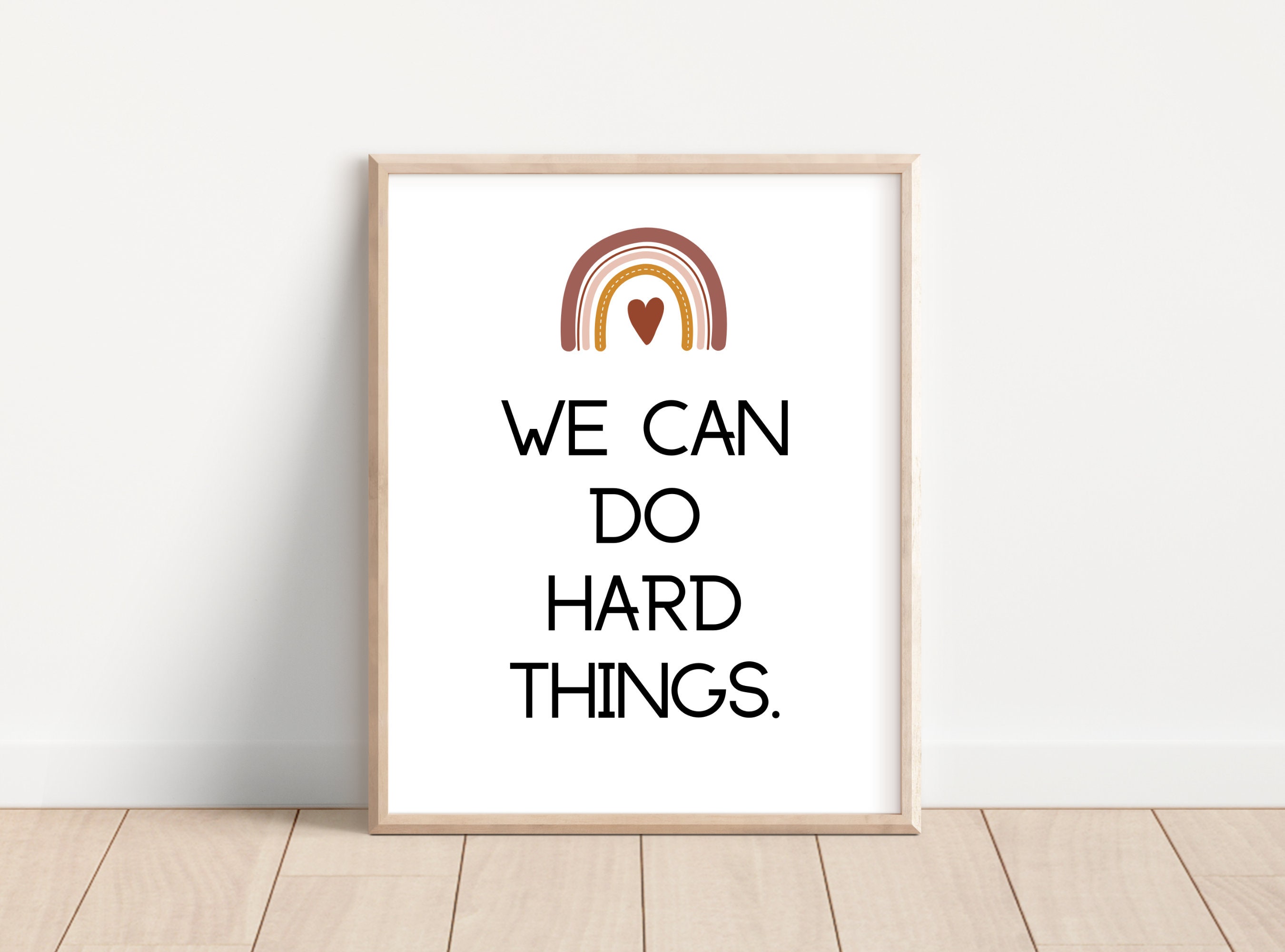 We Can Do Hard Things Sign Kids Wall Art Rainbow Print Kids Room Decor ...