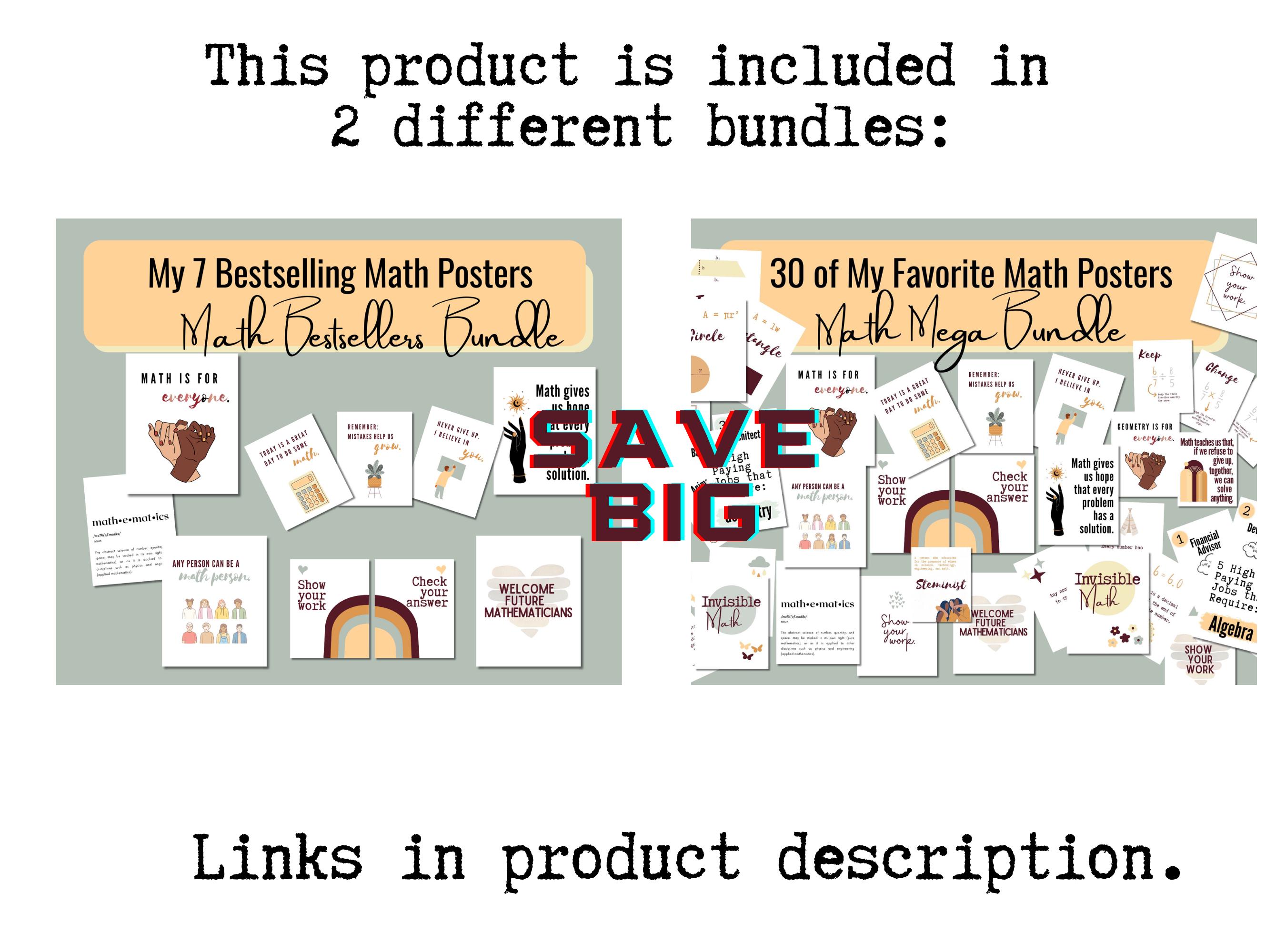 Show Your Work Sign; Math Classroom Posters - Set of 2; Middle School ...