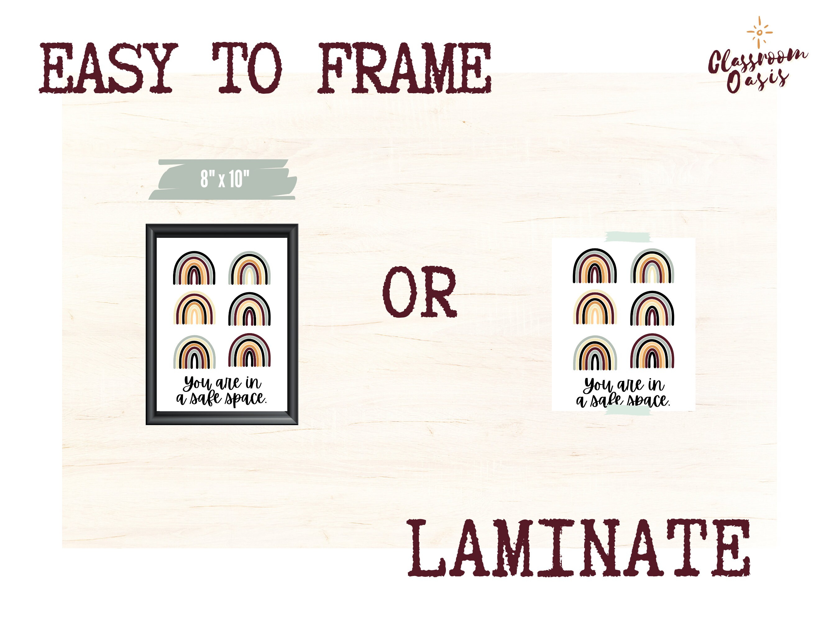 Boho Rainbow Safe Space Sign Classroom Poster Middle School Classroom ...