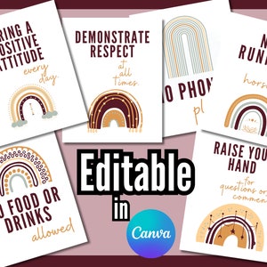 Classroom Rules Boho Rainbow Classroom Decor Class - Etsy