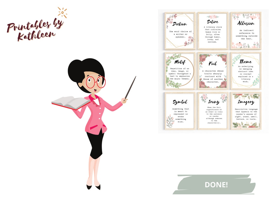 High School English Classroom Posters Literary Terms Middle - Etsy