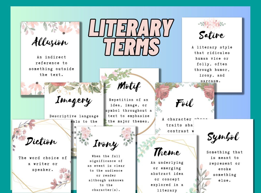 High School English Classroom Posters Literary Terms Middle - Etsy