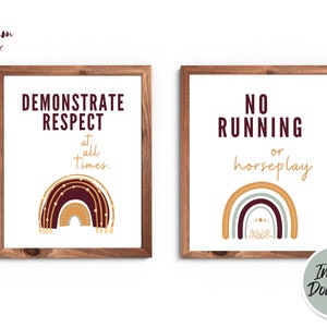 Classroom Rules; Boho Rainbow Classroom Decor; Class Expectations Sign ...