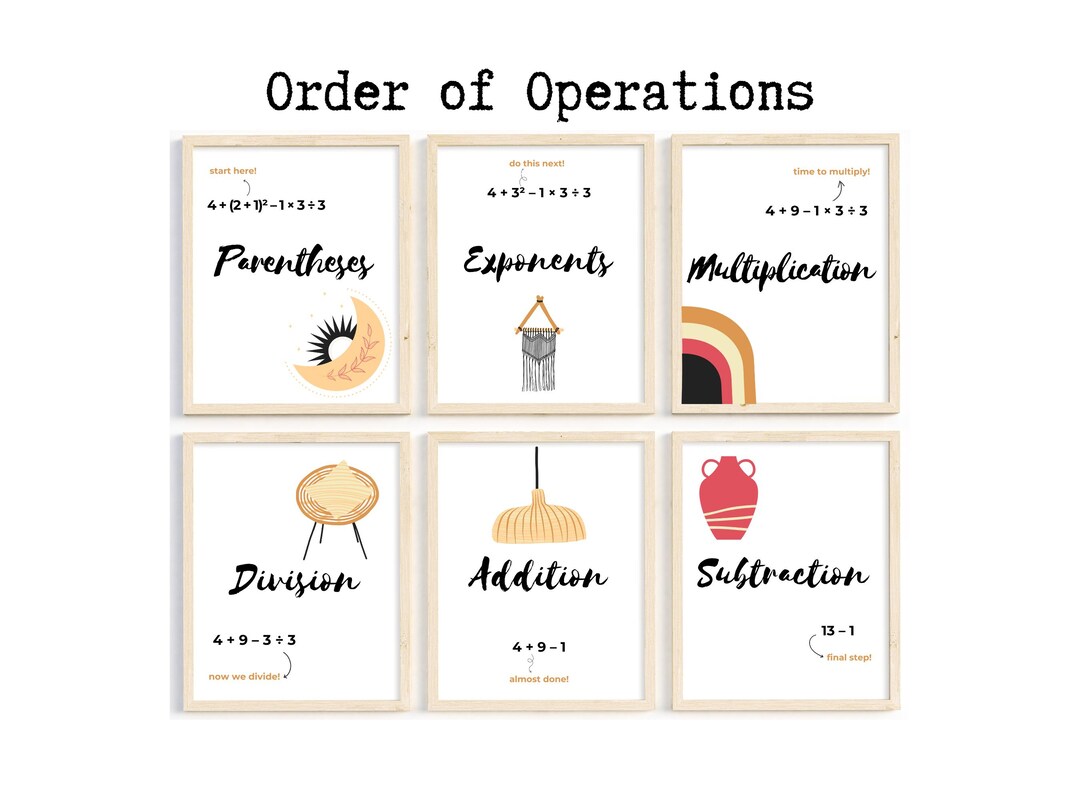 PEMDAS Math Class Decor; Order of Operations Bulletin Board; Boho Math ...