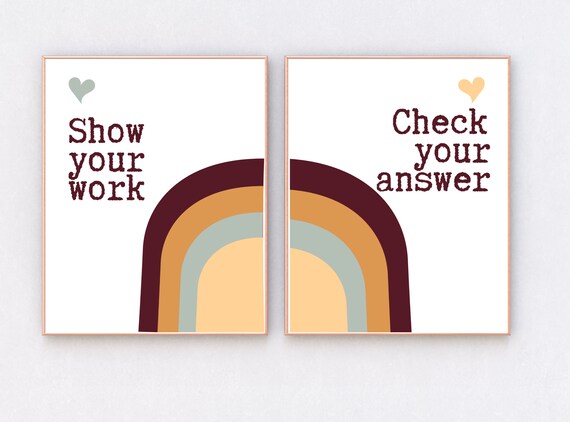 Show Your Work Sign Math Classroom Posters Set of 2 Middle - Etsy