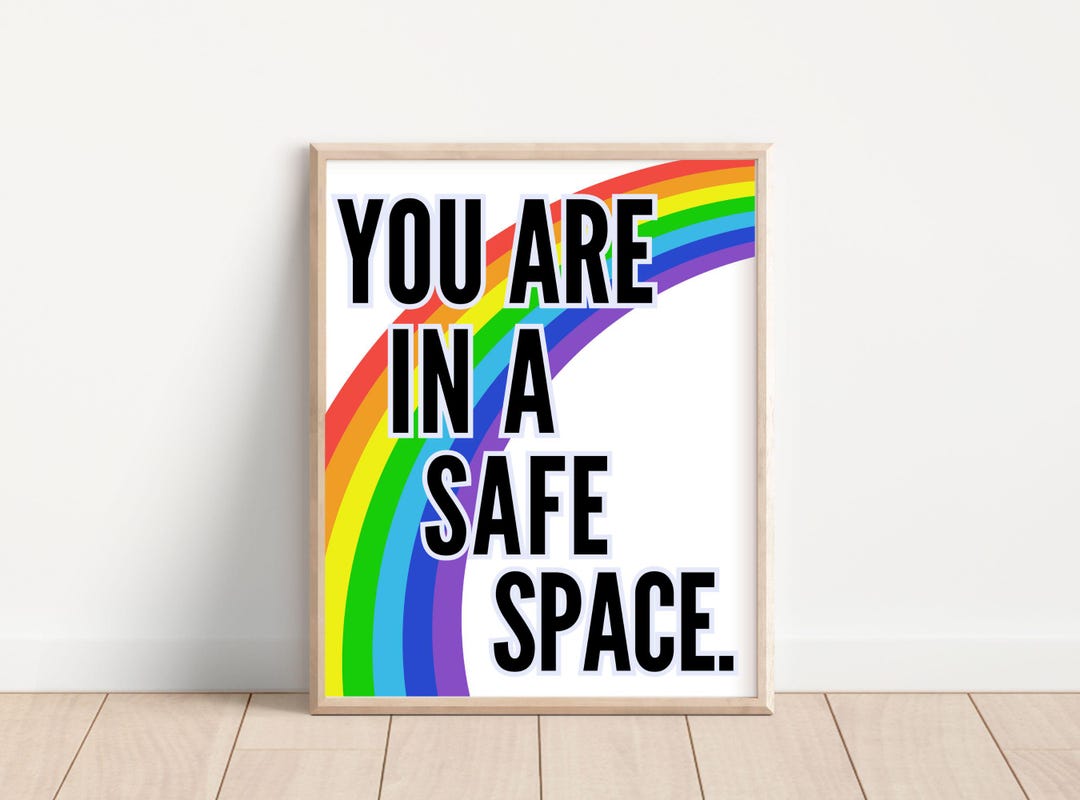 Rainbow Safe Space Sign Classroom Poster; Middle / High School ...