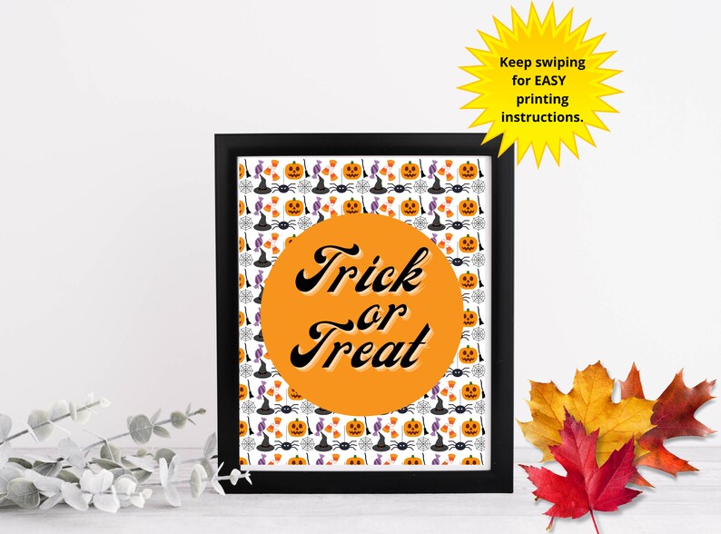 Halloween Decoration, Halloween Printable Wall Art, Trick or Treat Sign ...
