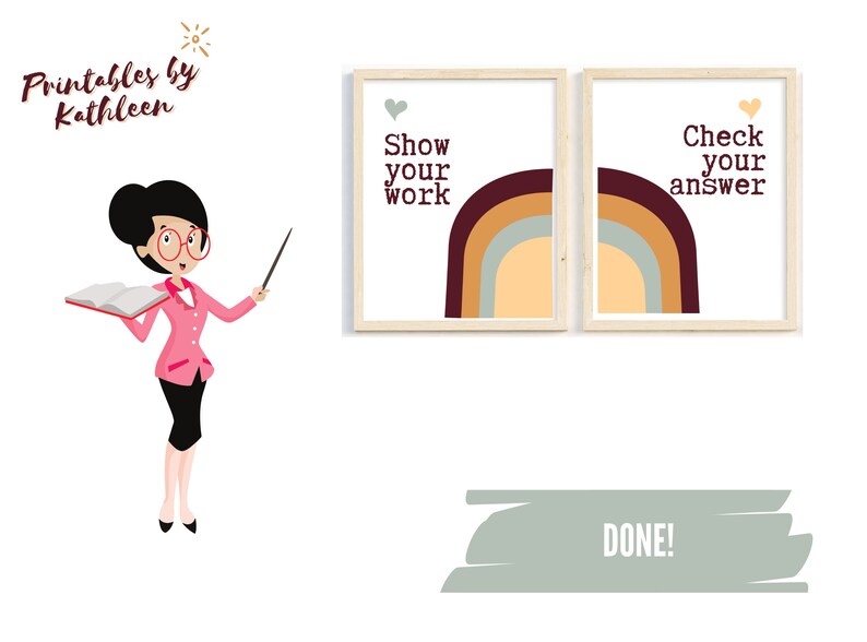 Show Your Work Sign Math Classroom Posters Set of 2 Middle - Etsy