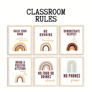 Classroom Rules; Boho Rainbow Classroom Decor; Class Expectations Sign ...