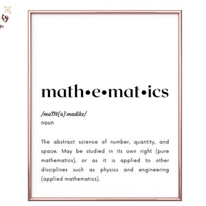 Math Definition Print; Printable Math Poster; Math Class Decor; High ...