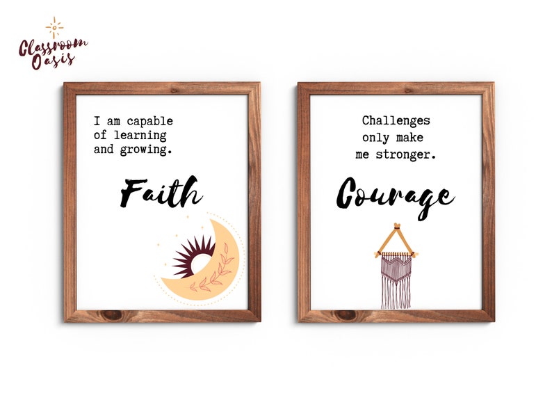 Growth Mindset Posters Positive Affirmations Boho Classroom - Etsy