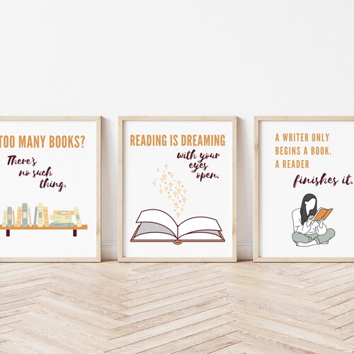 Reading Poster Bookshelf Decor Printable School Library - Etsy