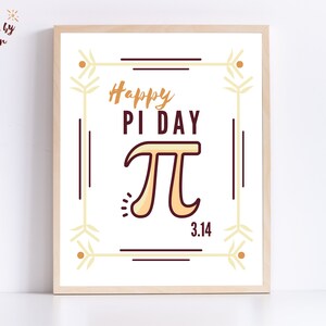 Printable Happy Pi Day Sign; Digital International Pi Day Poster; Boho ...