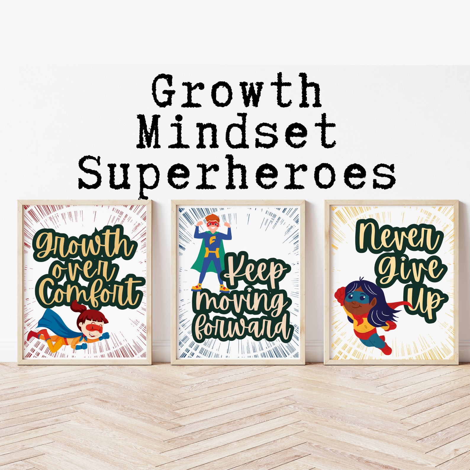 Superhero Classroom Decor Growth Mindset Posters Progress Over ...