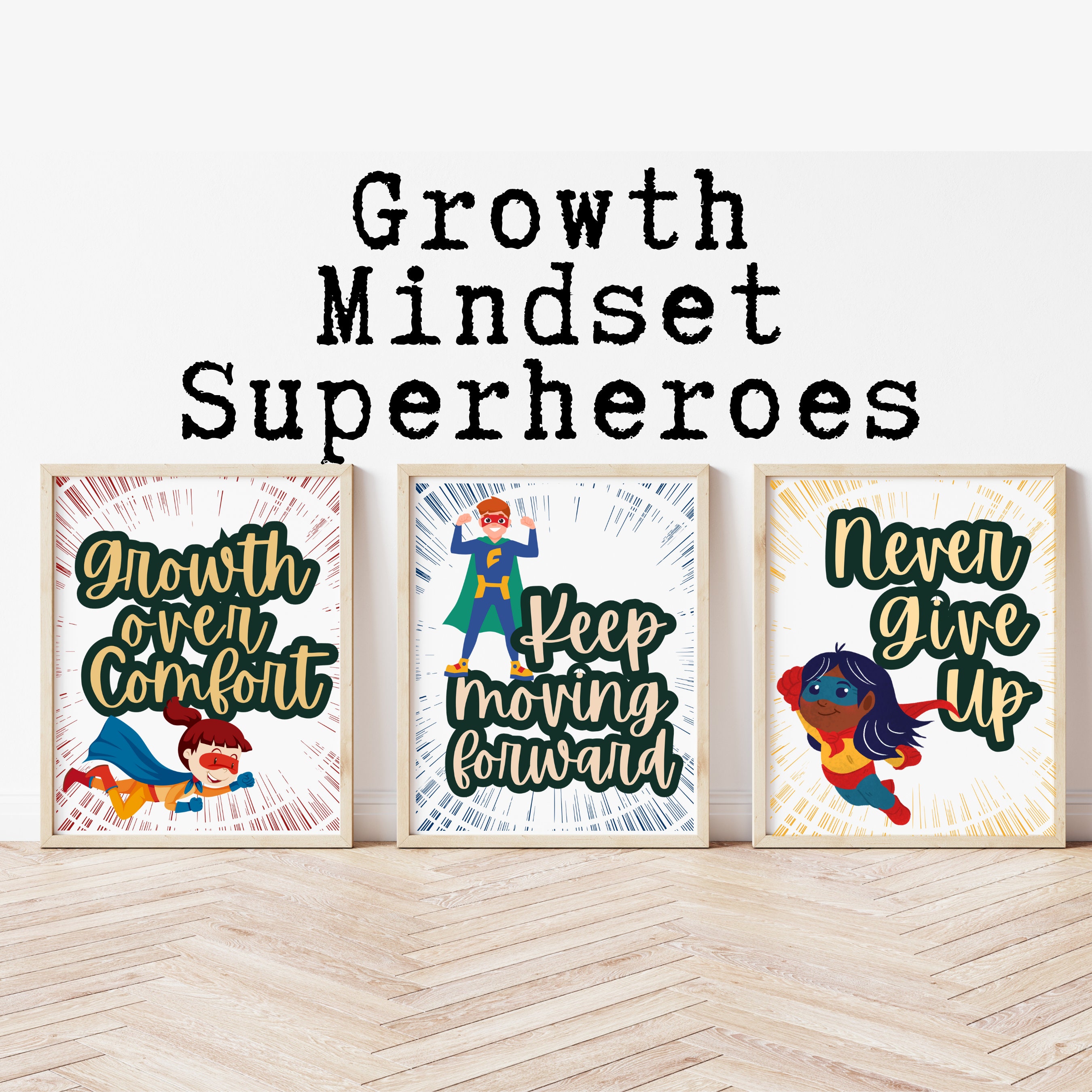 Superhero Classroom Decor Growth Mindset Posters Progress Over ...