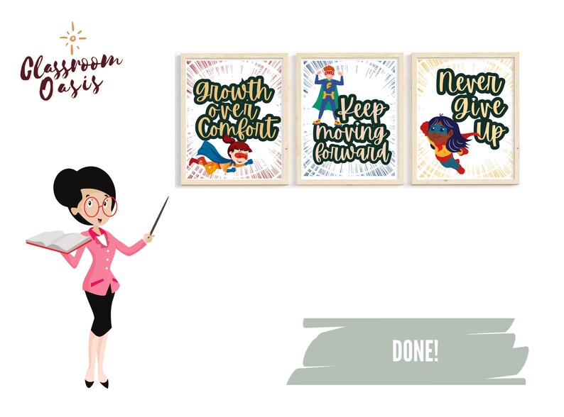 Superhero Classroom Decor Growth Mindset Posters Progress - Etsy