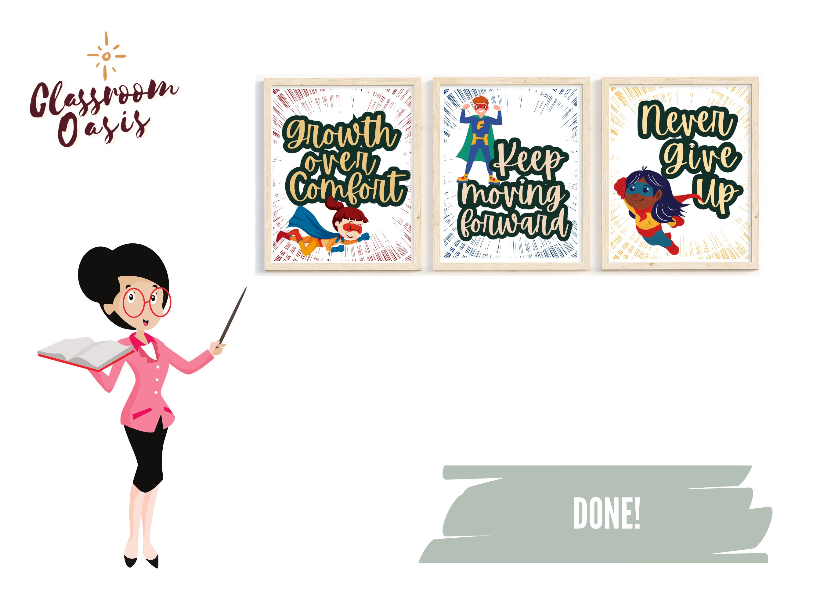 Superhero Classroom Decor; Growth Mindset Posters; Progress Over ...