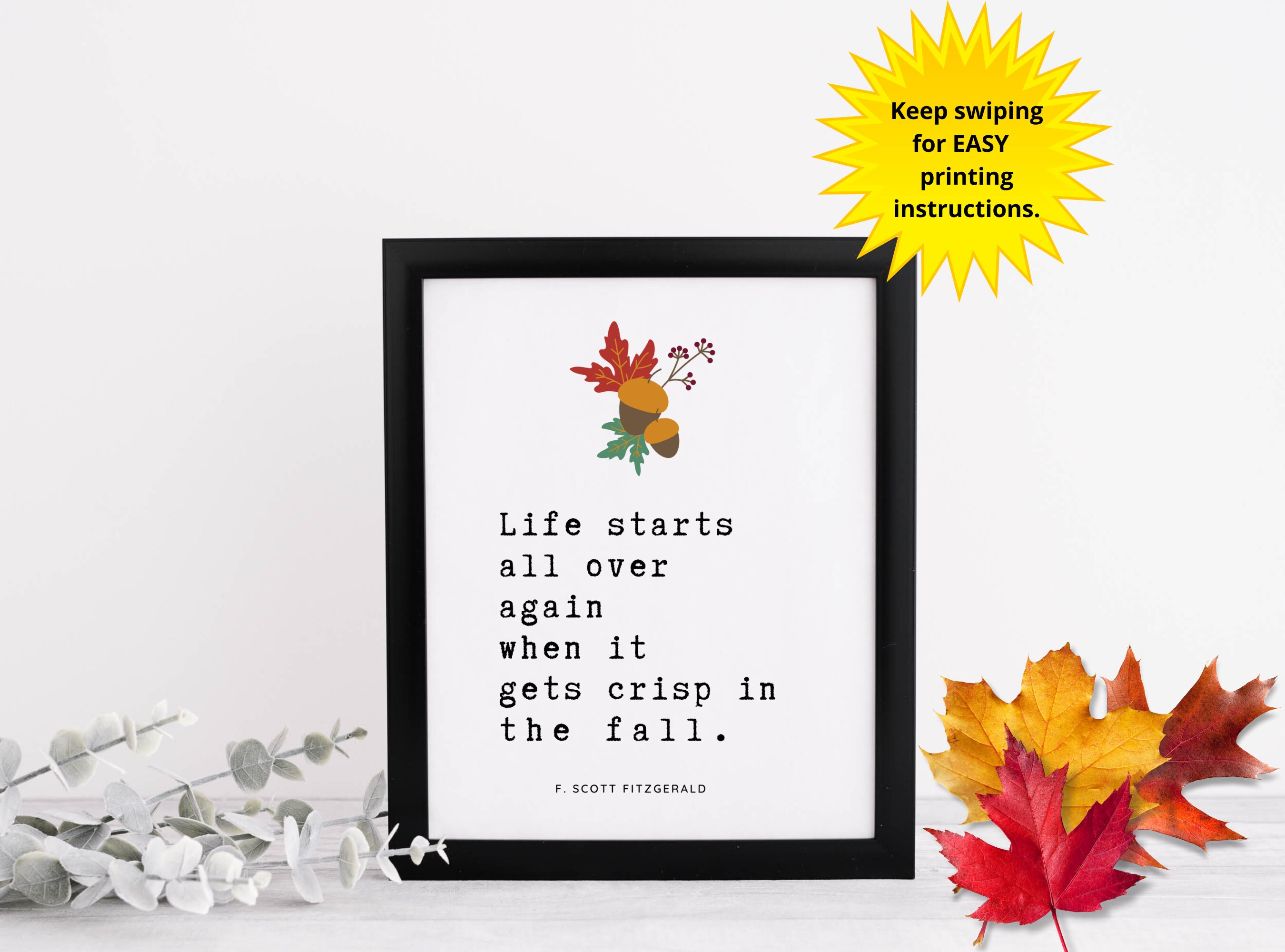 Fall Prints Download, Fall Wall Art, Fall Quote Print, Fall Art Print ...