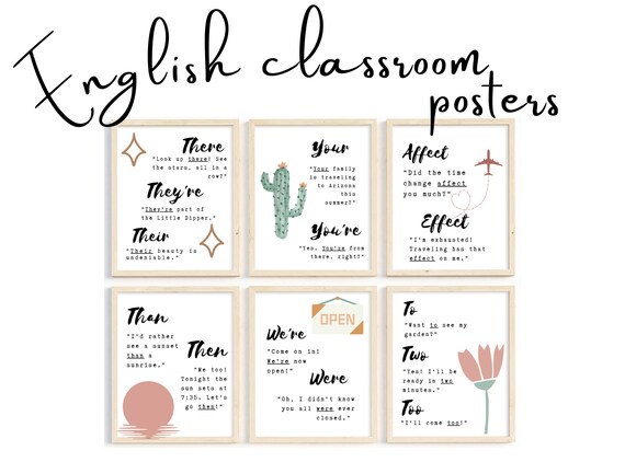 English Classroom Posters Printable Wall Art for English - Etsy
