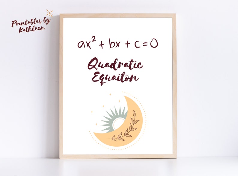 Quadratic Formula Posters Boho Algebra Posters Algebra - Etsy