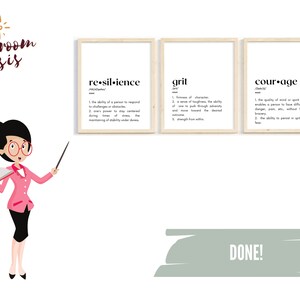 Growth Mindset Posters Resilience Definition Print Inspirational ...
