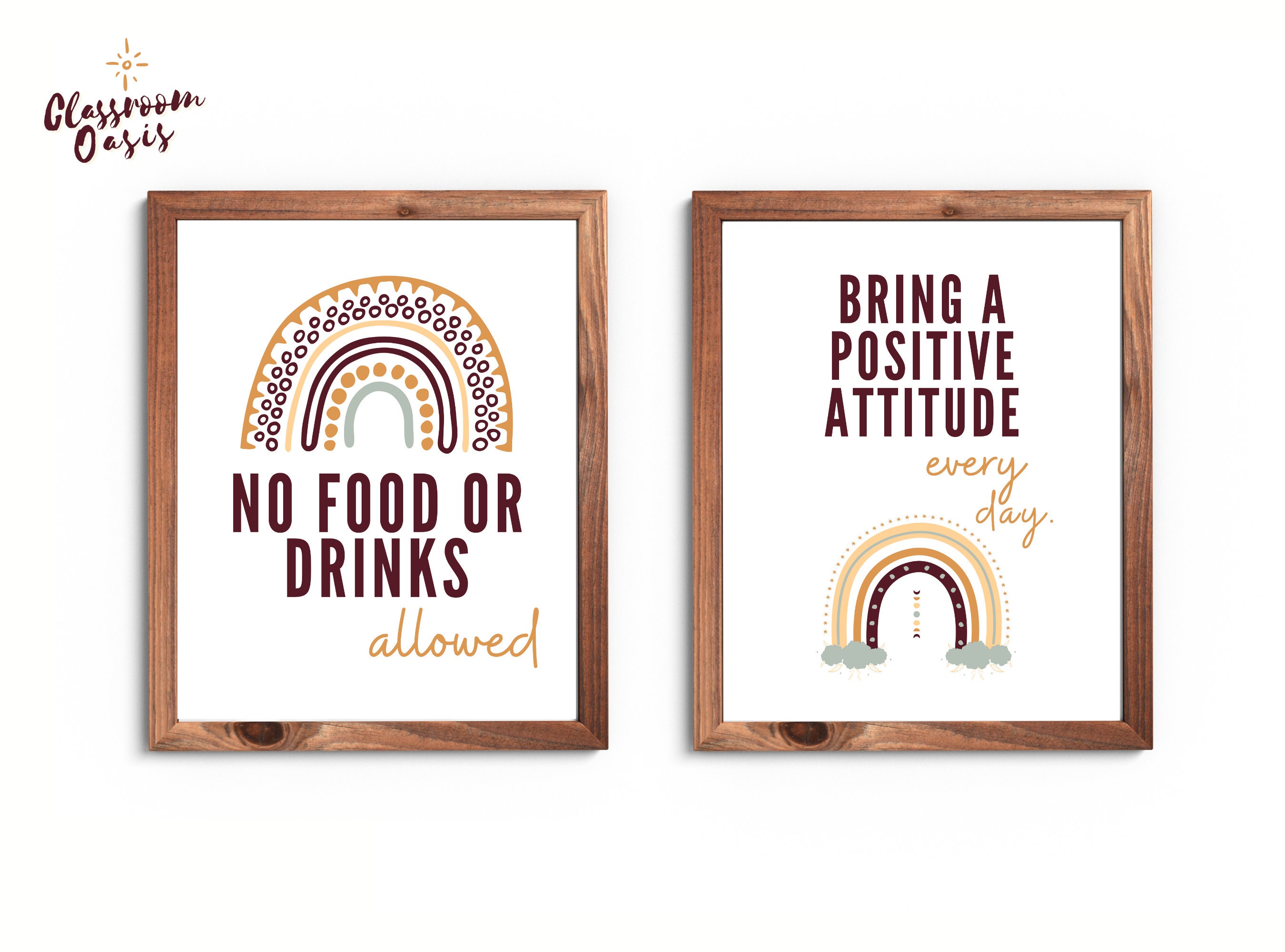 Classroom Rules Boho Rainbow Classroom Decor Class Expectations Sign ...