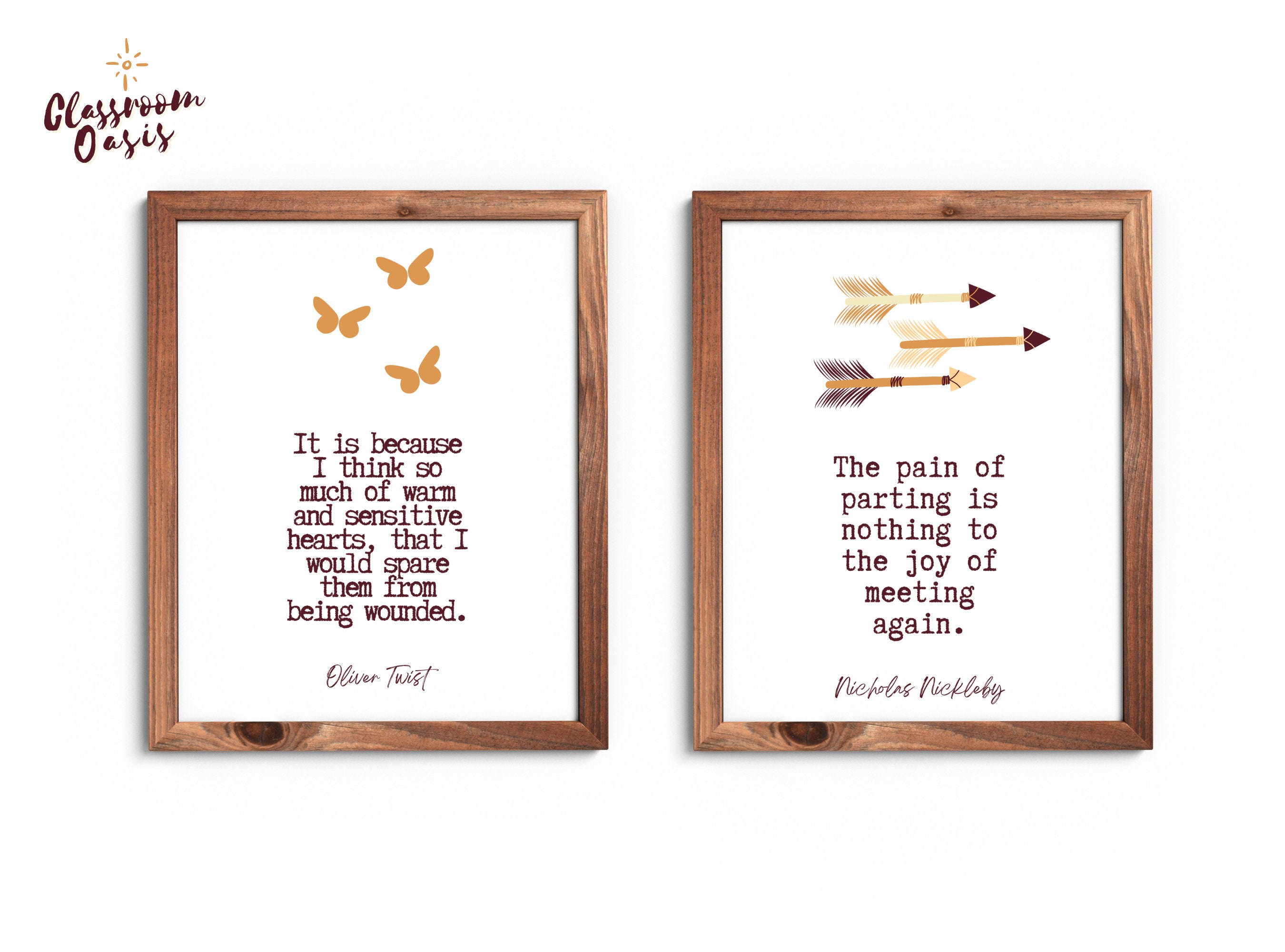 Charles Dickens Quote Print Set Quotes by Charles Dickens Literary ...