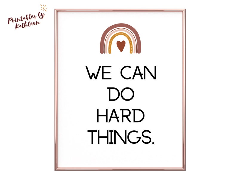 We Can Do Hard Things Sign; Kids Wall Art; Rainbow Print; Kids Room ...