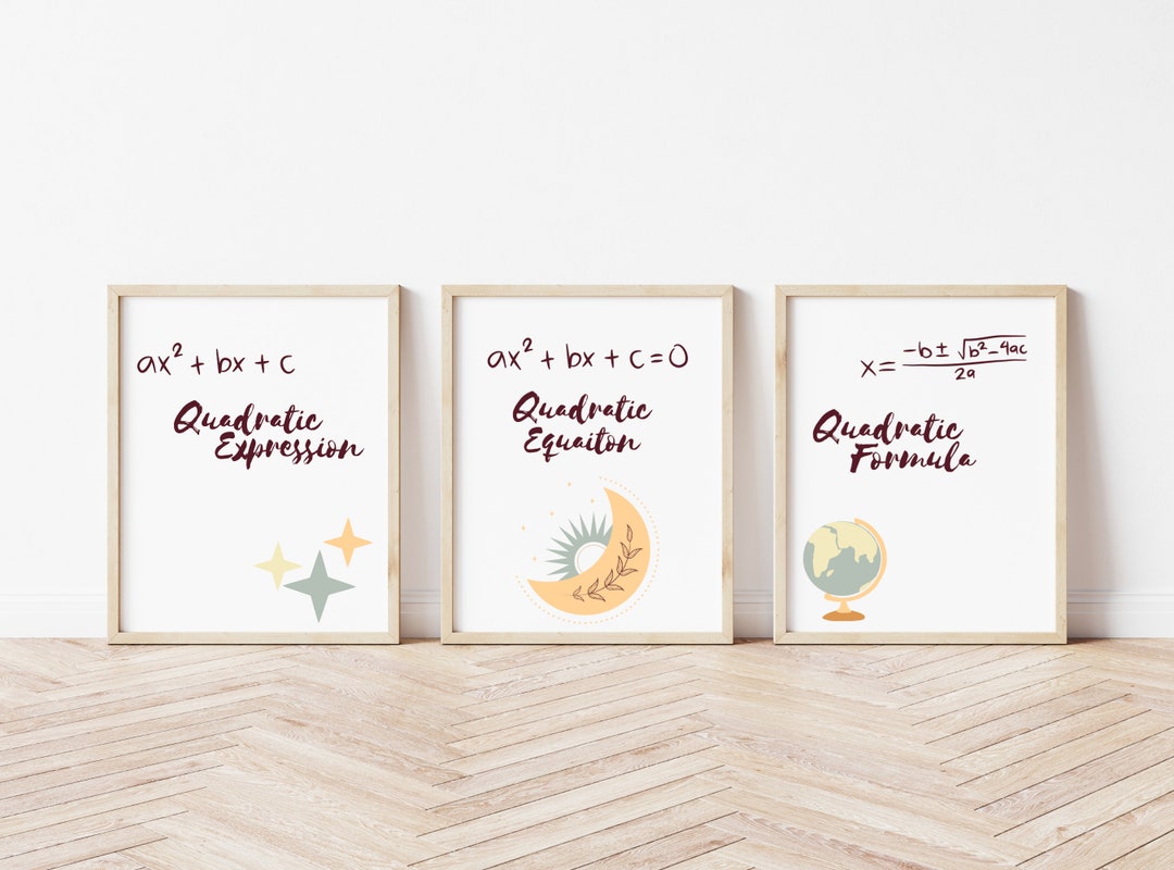 Quadratic Formula Posters Boho Algebra Posters Algebra - Etsy