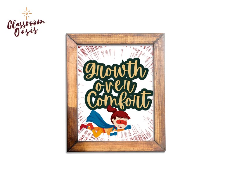 Superhero Classroom Decor Growth Mindset Posters Progress Over ...