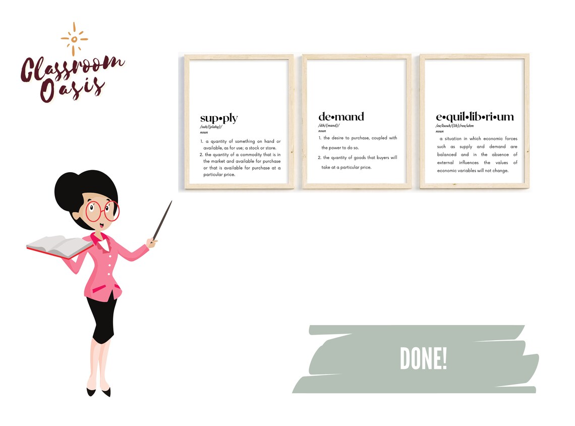 Economics Classroom Posters; Supply, Demand, and Equilibrium Definition ...