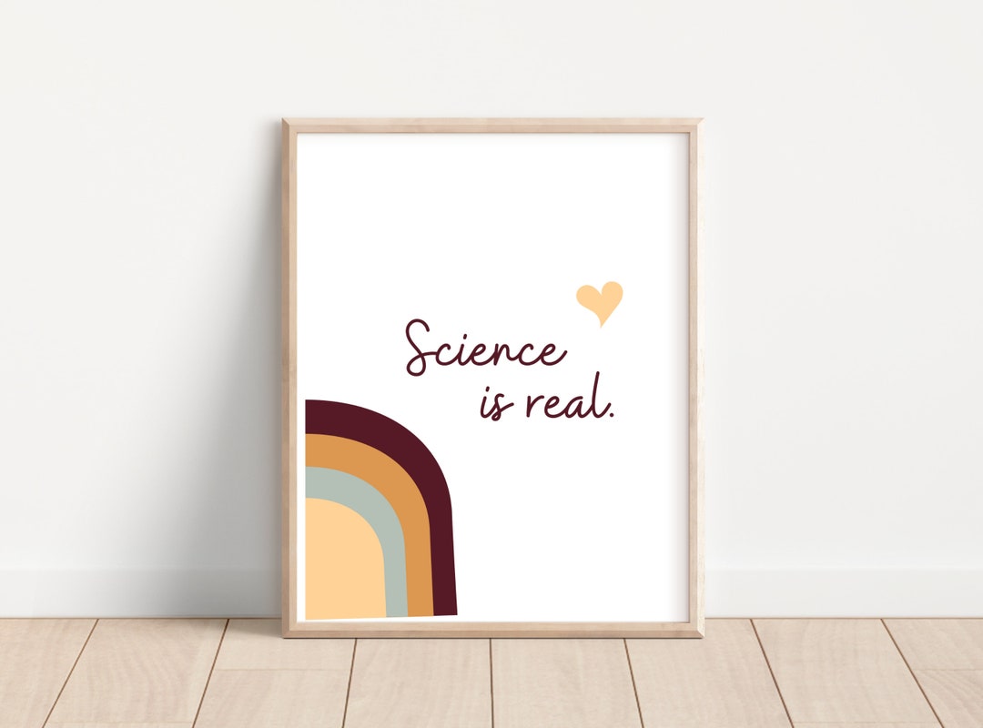 Science is Real Poster, Retro Rainbow Classroom Decor (digital Download ...
