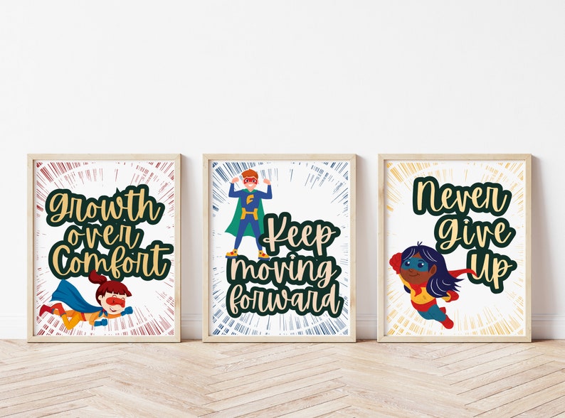 Superhero Classroom Decor Growth Mindset Posters Progress - Etsy