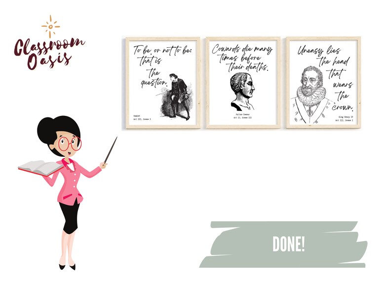 Quotes by William Shakespeare; Classroom Posters; Literary Prints; High ...