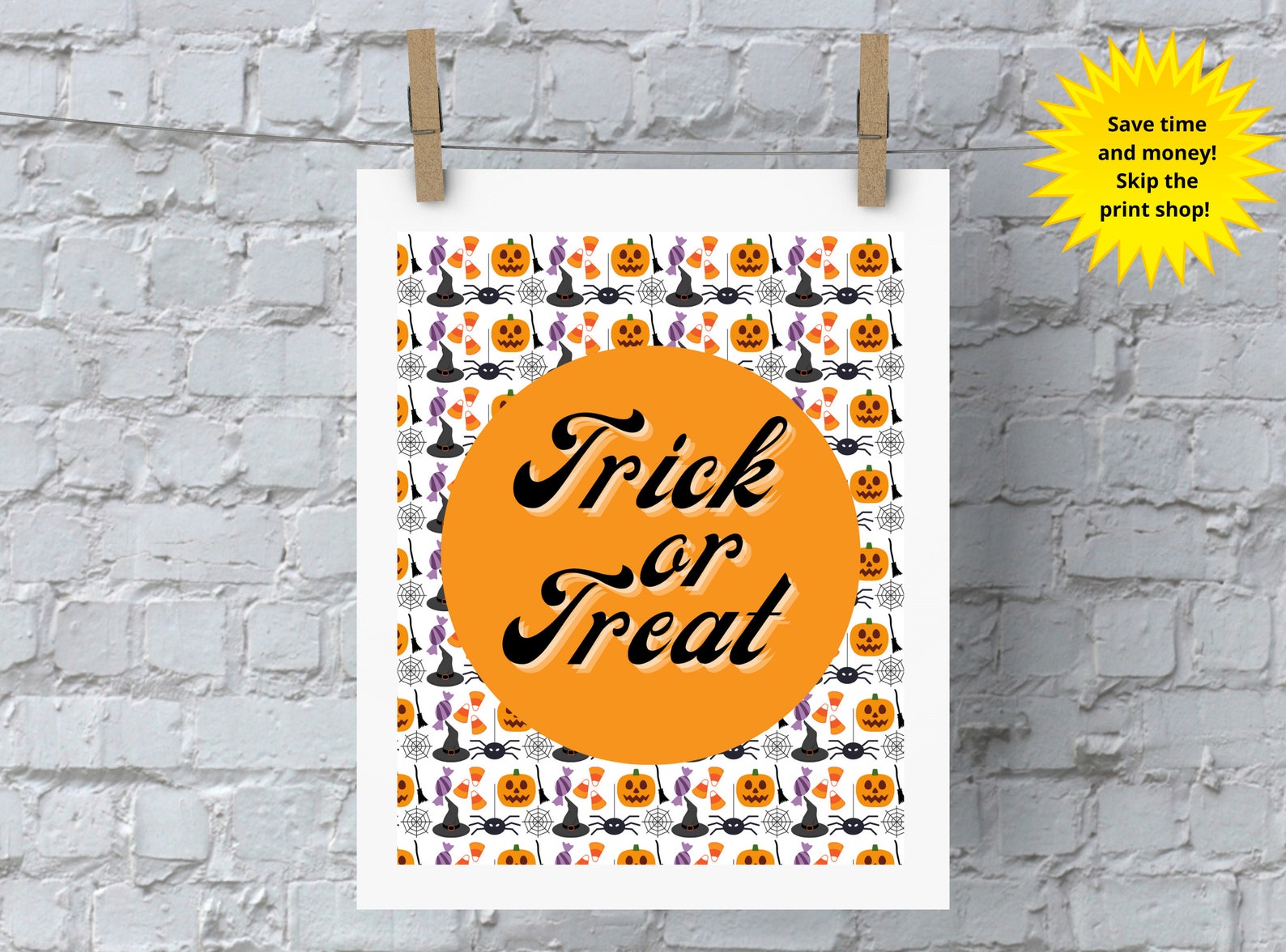 Halloween Decoration, Halloween Printable Wall Art, Trick or Treat Sign ...