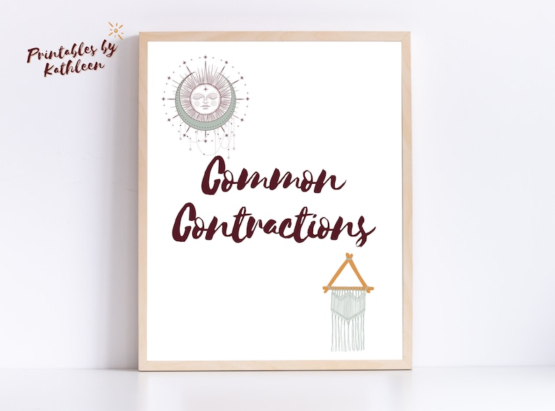 ESL Classroom - Contractions; Writing Poster Set for a Middle School ...