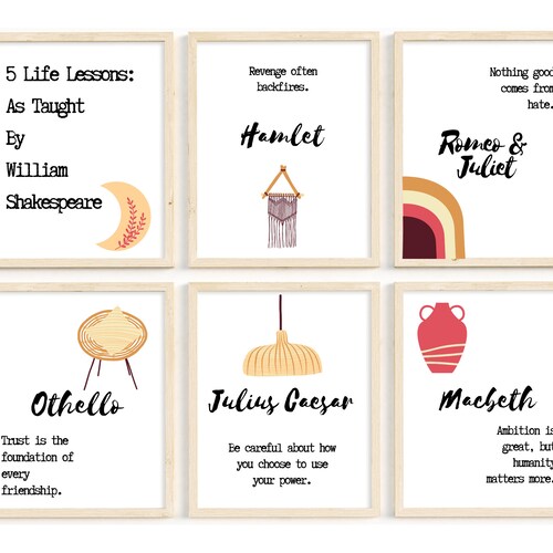 William Shakespeare Classroom Posters Literary Prints High - Etsy