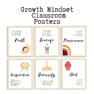 Growth Mindset Posters; Positive Affirmations; Boho Classroom Decor ...