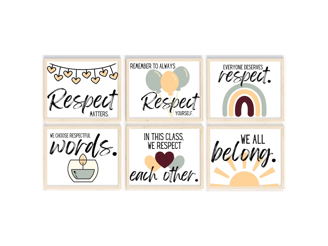 Respect Posters; Boho Classroom Decor; Class Expectations Sign ...