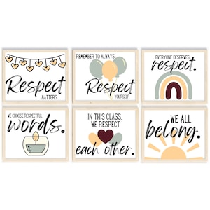 Respect Posters; Boho Classroom Decor; Class Expectations Sign ...