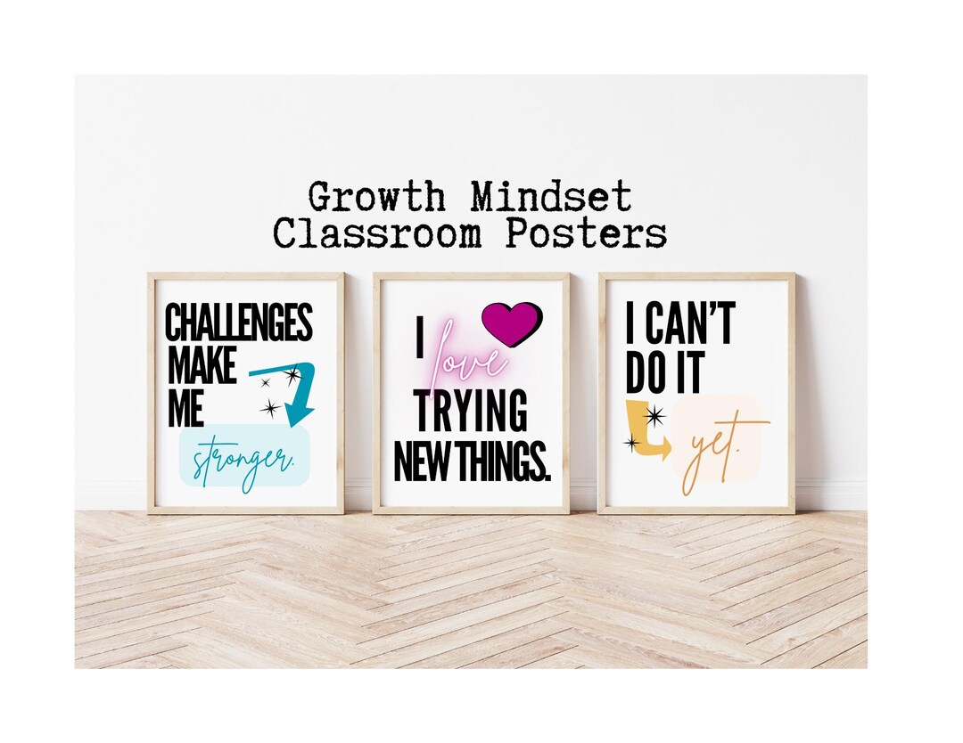 Growth Mindset Posters; Retro Neon Classroom Decoration; Positive ...