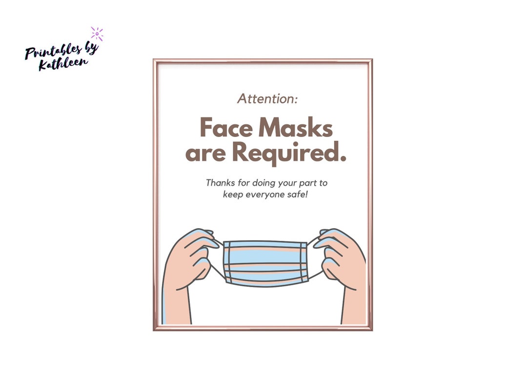 Printable School Face Mask Sign, Mask Required Sign, Wear a Mask Poster ...
