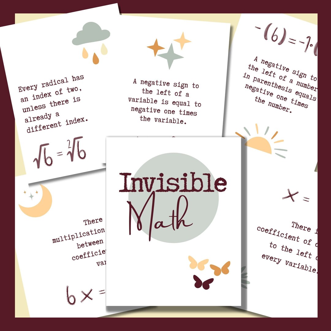 Invisible Math Posters Algebra Classroom Posters Geometry - Etsy UK